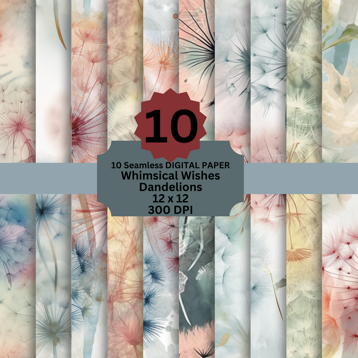 Dandelion Digital Scrapbook Journal Paper Bundle Watercolor – Craft ...