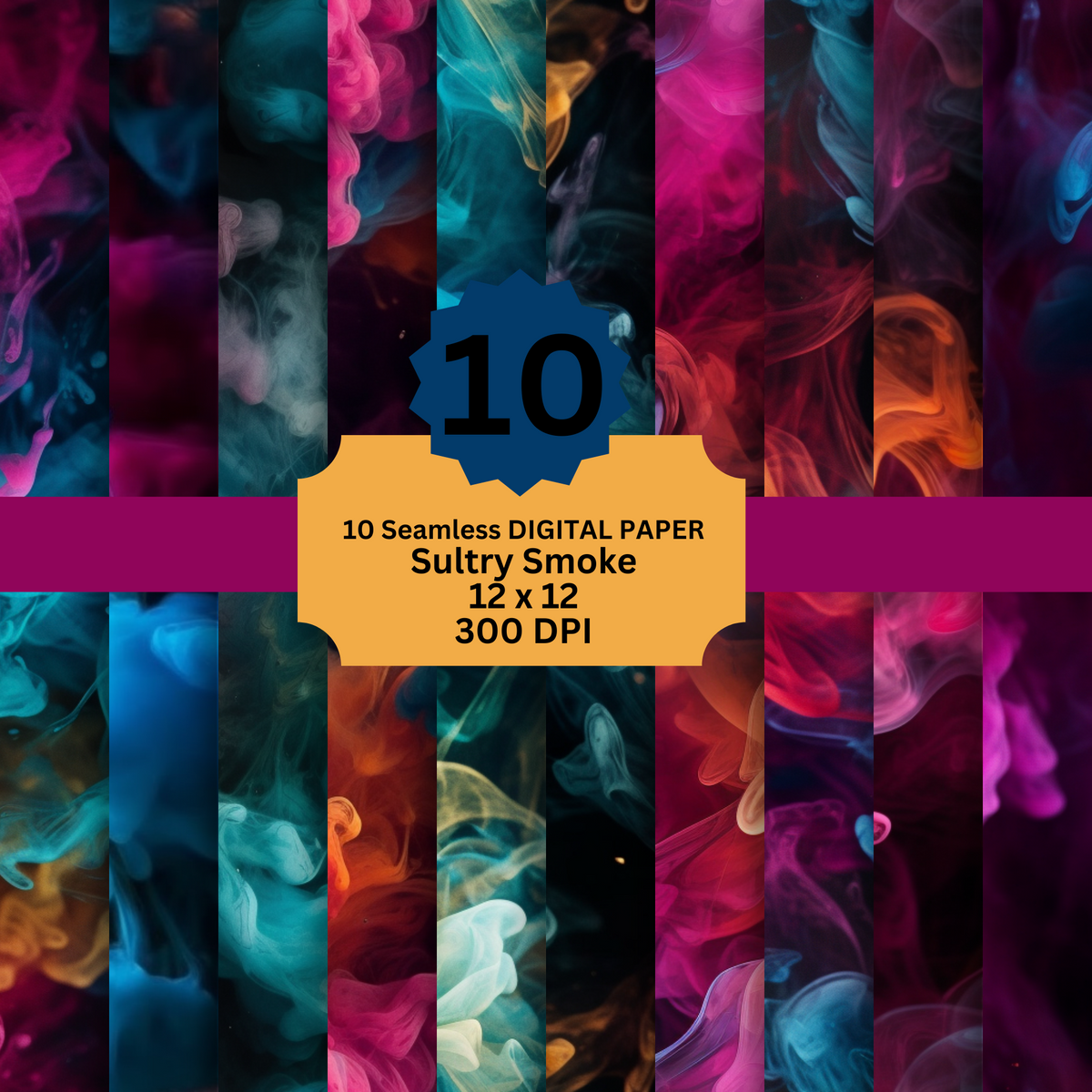 Chromatic Clouds Digital Paper Bundle - 10 Seamless High-Definition Sm ...