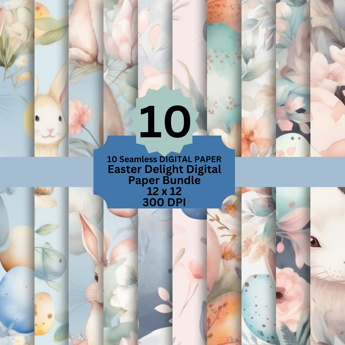 Easter Bunny Digital Paper Bundle - 10 Seamless Pastel Patterns – Craft ...