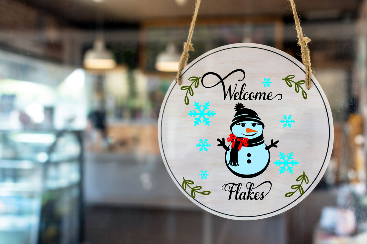 Welcome "Flakes" Round Door Sign – Craft Room Time