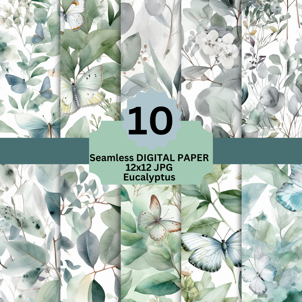Scrapbook Digital Eucalyptus Paper Seamless Digital Background – Craft ...